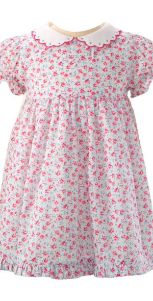 Rachel Riley - Floral Puff Sleeve Cotton Dress in Pink at Nordstrom