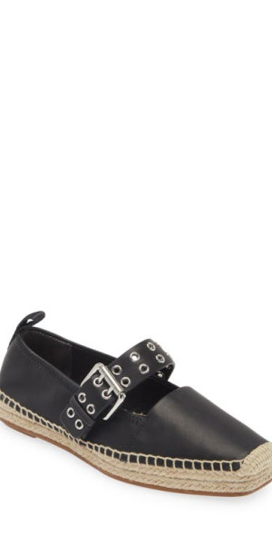rag & bone - Anteros Mary Jane Espadrille in Black Leather at Nordstrom