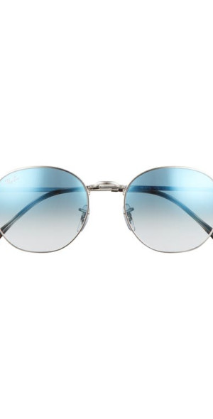 Ray-Ban - 54mm Gradient Round Sunglasses in Silver /Clear Gradient Blue