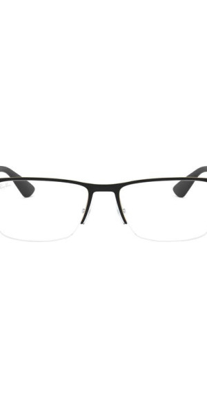 Ray-Ban - 54mm Semi Rimless Rectangular Optical Glasses in Gold Black ...