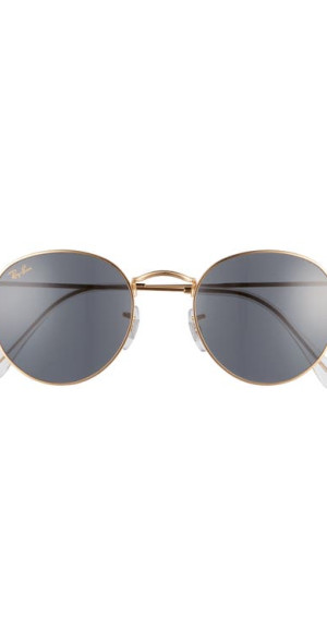 Ray-Ban - Icons 50mm Round Metal Sunglasses in Legend Gold/Blue at ...