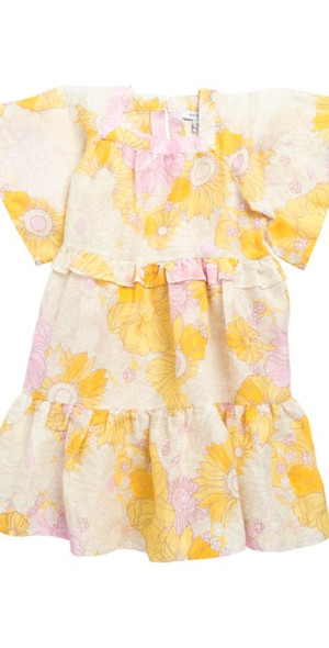 Reiss - Kids' Allie Jr. Floral Linen Dress in Yellow Print at Nordstrom