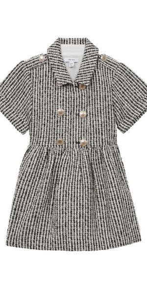 Reiss - Kids' Junip Jr. Tweed Double Breasted Dress in Navy