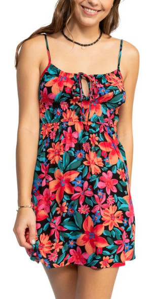 Roxy - La Vida Mini Sundress in Anthracite Floral Fiesta