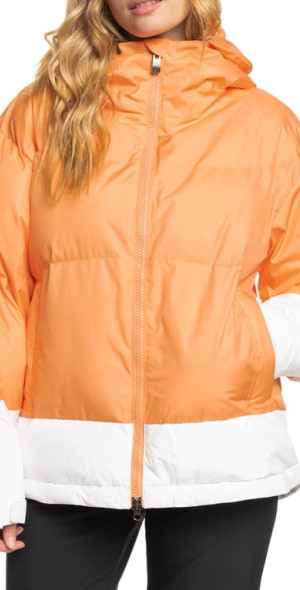 Roxy - x Chloe Kim Waterproof Puffer Jacket in Mock Orange at Nordstrom