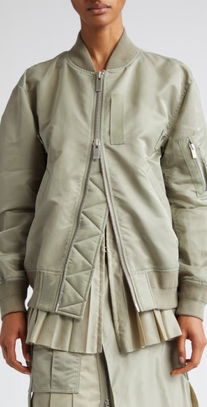 Sacai - Layered Nylon MA-1 Bomber Jacket in L/Khaki