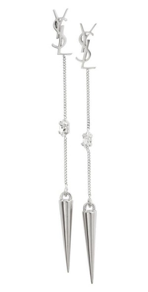 Saint Laurent YSL Pendulum Drop Earrings in Palladium Crystal at Nordstrom