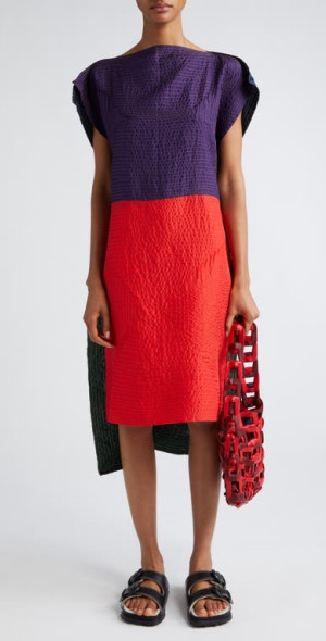 SC103 - Footprint Colorblock Trapunto Silk Dress in Stonefruit at Nordstrom