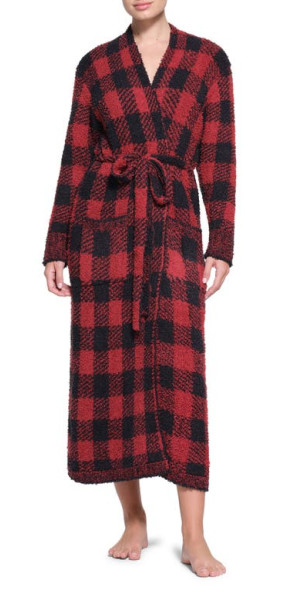 SKIMS - Bouclé Knit Robe in Brick Buffalo Check at Nordstrom