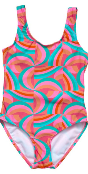 Snapper Rock - Kids' Geo Melon Cutout One-Piece Swimsuit in Red