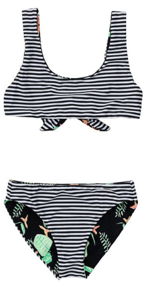Snapper Rock - Kids' Neon Forest Reversible Two-Piece Swimsuit in Black ...