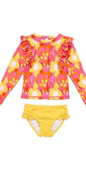 Snapper Rock - Kids' Pop of Sunshine Ruffle One-Piece Rashguard ...