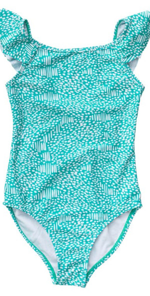 Snapper Rock - Kids' Spearmint Spot Flutter One-Piece Swimsuit at Nordstrom