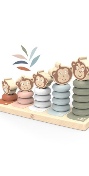 Speedy Monkey - Monkey Family Stacker Toy in Multi Color