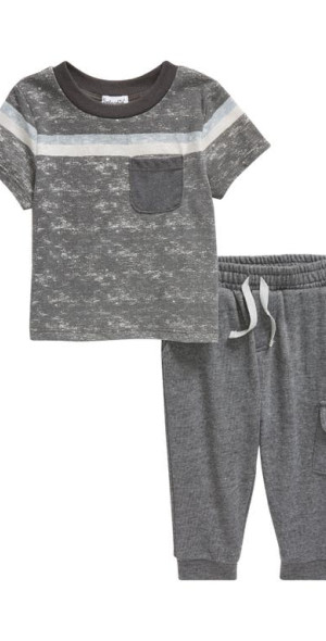 Splendid - Kids' Shore Stripe T-Shirt & Cargo Pants Set in Granite