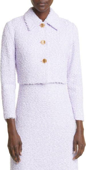 St. John Collection - Eyelash Knit Crop Jacket in Lilac Multi