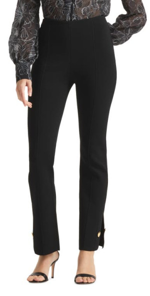 St. John Collection - Side Slit Half Milano Knit Pants in Black at ...