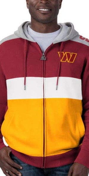STARTER - Men's Starter Burgundy/Gold Washington Football Team Playoffs Color Block Full-Zip ...