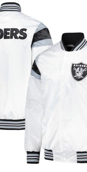 STARTER - Men's Starter White Las Vegas Raiders Satin Full-Snap Varsity ...