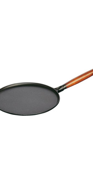 Staub - 11-Inch Enameled Cast Iron Crepe Pan with Spreader & Spatula in Black