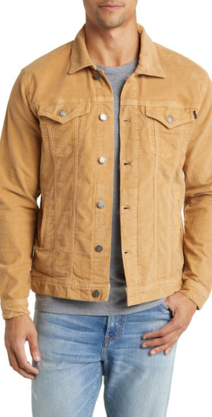 Stone Rose - Stretch Corduroy Trucker Jacket in Brown