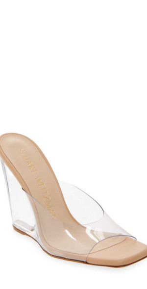Stuart Weitzman - Tia 100 Lucite Wedge Sandal in Clear/adobe at Nordstrom