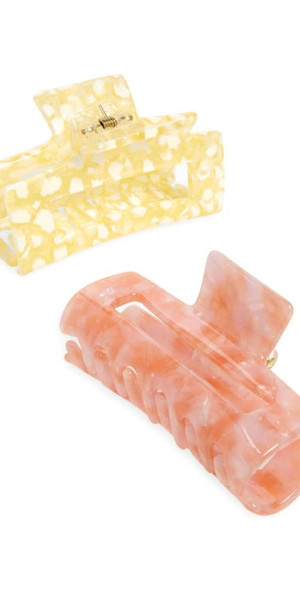 Tasha - Assorted 2-Pack Rectangular Jaw Hair Clips in Blush Butter at ...