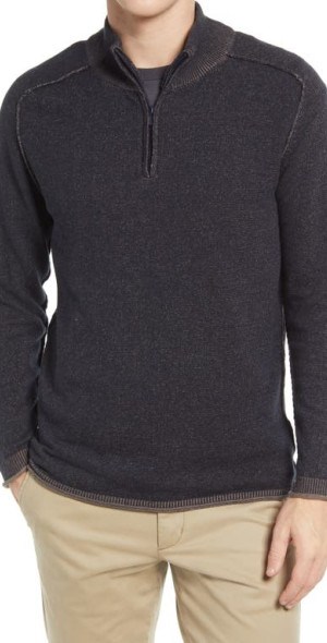 The Normal Brand - Jimmy Cotton Quarter-Zip Sweater in Navy