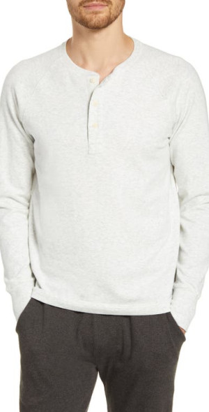The Normal Brand - Puremeso Raglan Henley in Stone