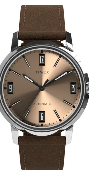 Timex® - Timex Marlin Automatic Leather Strap Watch, 40mm in Brown
