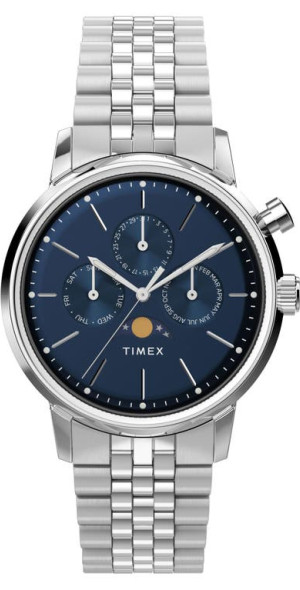 Timex® - Marlin Moon Phase Bracelet Watch, 40mm in Stainless Steel at ...