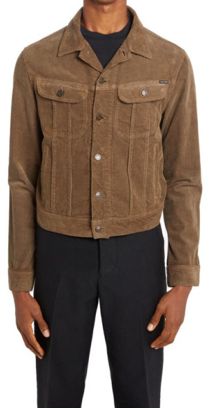 TOM FORD - 12 Waves Stretch Corduroy Trucker Jacket in Tobacco