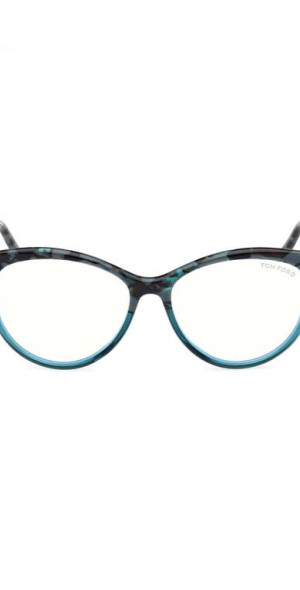 TOM FORD - 55mm Round Blue Light Blocking Glasses in Havana /Teal /T ...