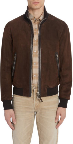 TOM FORD - Suede Track Jacket in Dark Brown