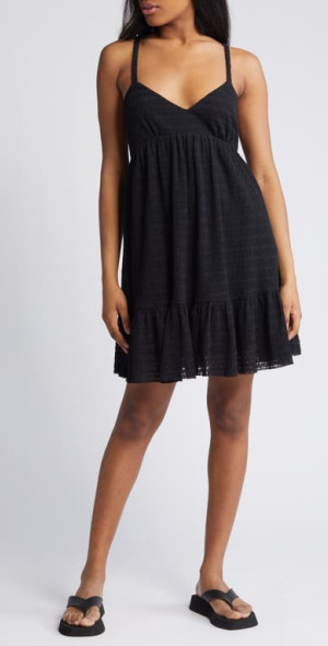 Topshop - Texture Mini Sundress in Black at Nordstrom