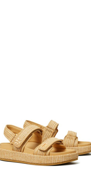 Tory Burch - Kira Slingback Sport Platform Sandal in Natural Raffia