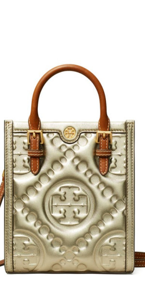 Tory Burch - T Monogram Embossed Puffy Metallic Leather Crossbody Bag ...