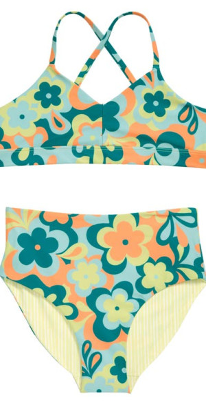 Treasure & Bond - Kids' Reversible Two-Piece Swimsuit in Teal Fanfare ...