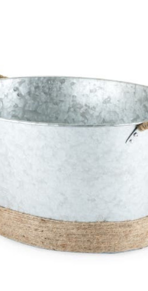TWINE - Jute Rope Wrapped Galvanized Metal Beverage Tub in Silver at ...