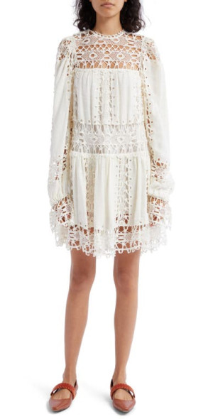 Ulla Johnson - Lata Lace Detail Long Sleeve Cotton & Silk Dress in ...