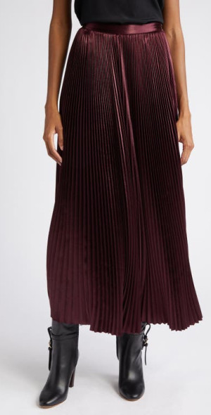 Ulla Johnson - Rami Pleated Satin Skirt in Mahogany at Nordstrom
