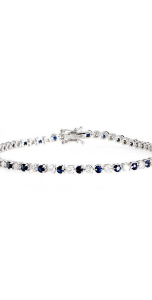 VALANI ATELIER - Sapphire & Diamond Tennis Bracelet in White Gold ...