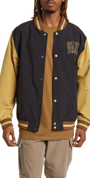 Vans - Athletic Prep Nylon Bomber Jacket in Black-Antelope at Nordstrom