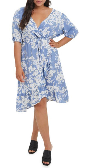 VERO MODA CURVE - Lexie Floral Wrap Front Dress in Infinity Aop Easy ...