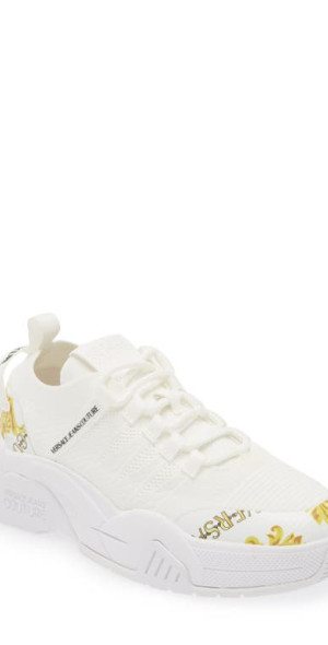 Versace - Barocco Trim Stargaze Sneaker in White/Gold