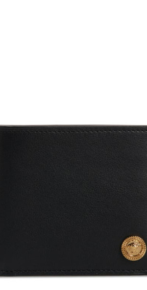 Versace - Biggie Medusa Coin Bifold Wallet in Black/ Gold