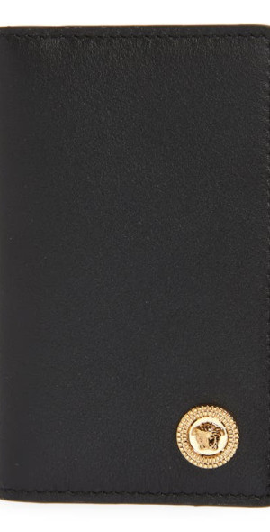 Versace - Biggie Medusa Coin Folding Card Case in Black/ Gold