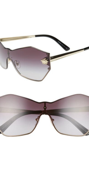 Versace - Gradient Shield Sunglasses in Black/Gold Gradient at Nordstrom