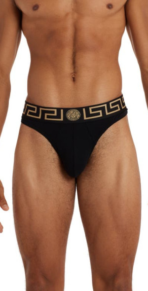 Versace - Greca Border Jockstrap in Black/Gold