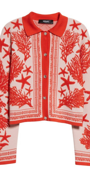 Versace - Ocean Jacquard Cardigan in Dusty Rose